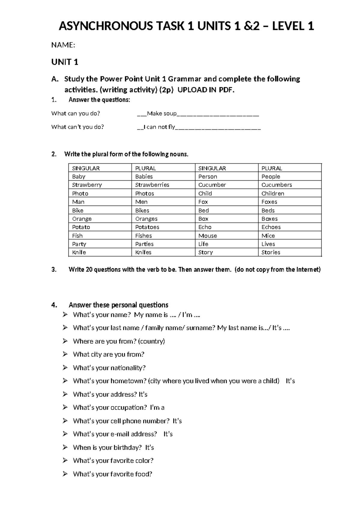 Units 1 2 Asynchronous TASK 1 - ASYNCHRONOUS TASK 1 UNITS 1 &2 – LEVEL 1 NAME: UNIT 1 A. Study ...