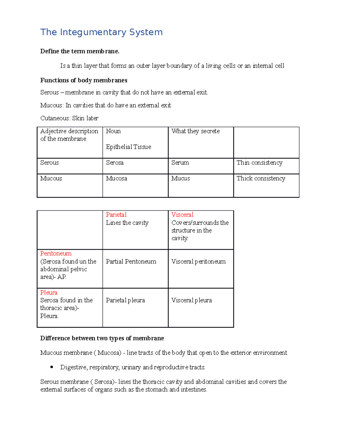 The integumentary system - The Integumentary System Define the term ...