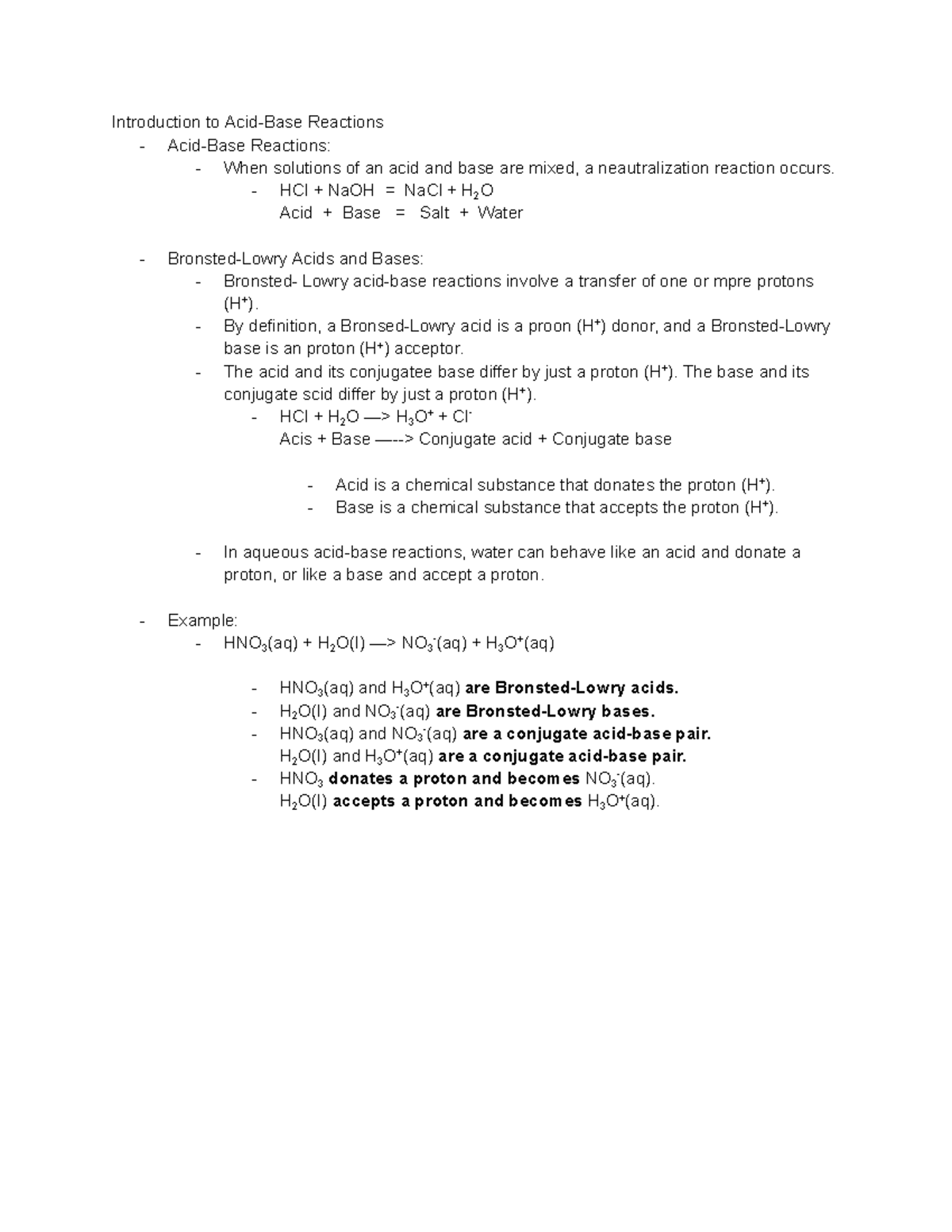 Introduction to Acid-Base Reactions - HCl + NaOH = NaCl + H 2 O Acid ...