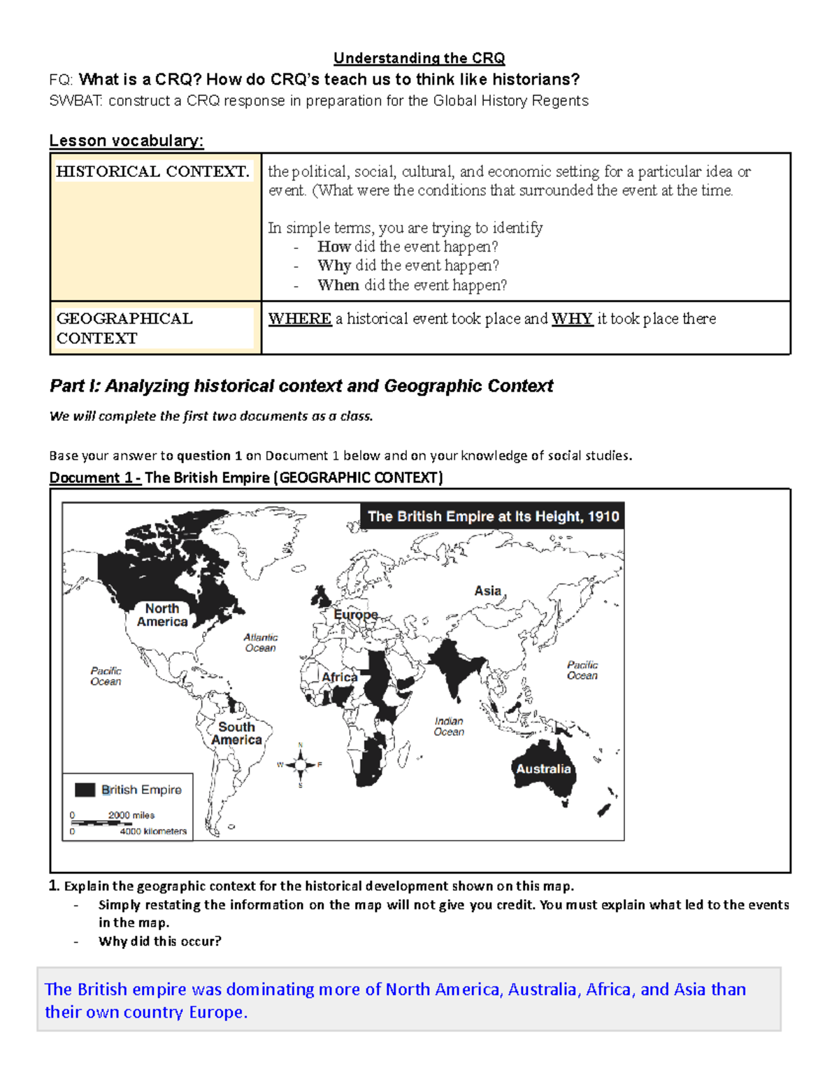 Understanding the CRQ - the political, social, cultural, and economic ...