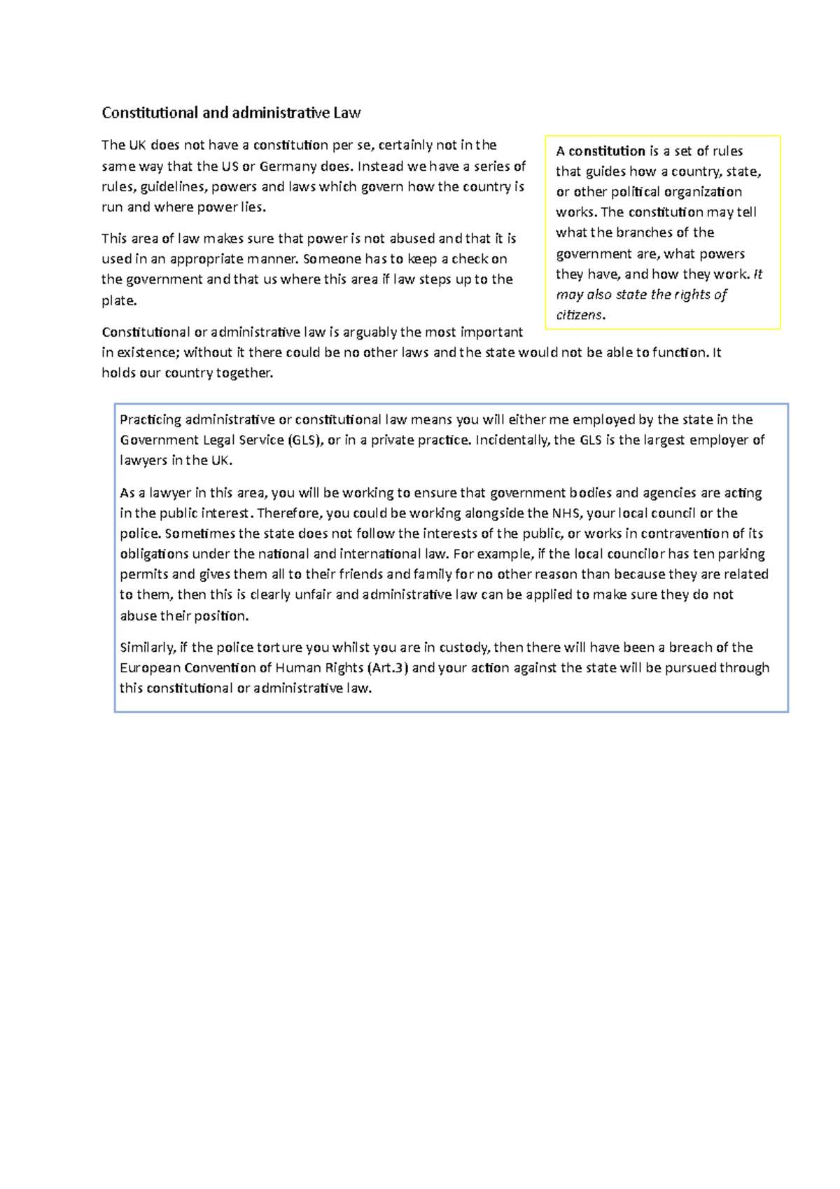 Constitutional and administrative Law - A constitution is a set of ...