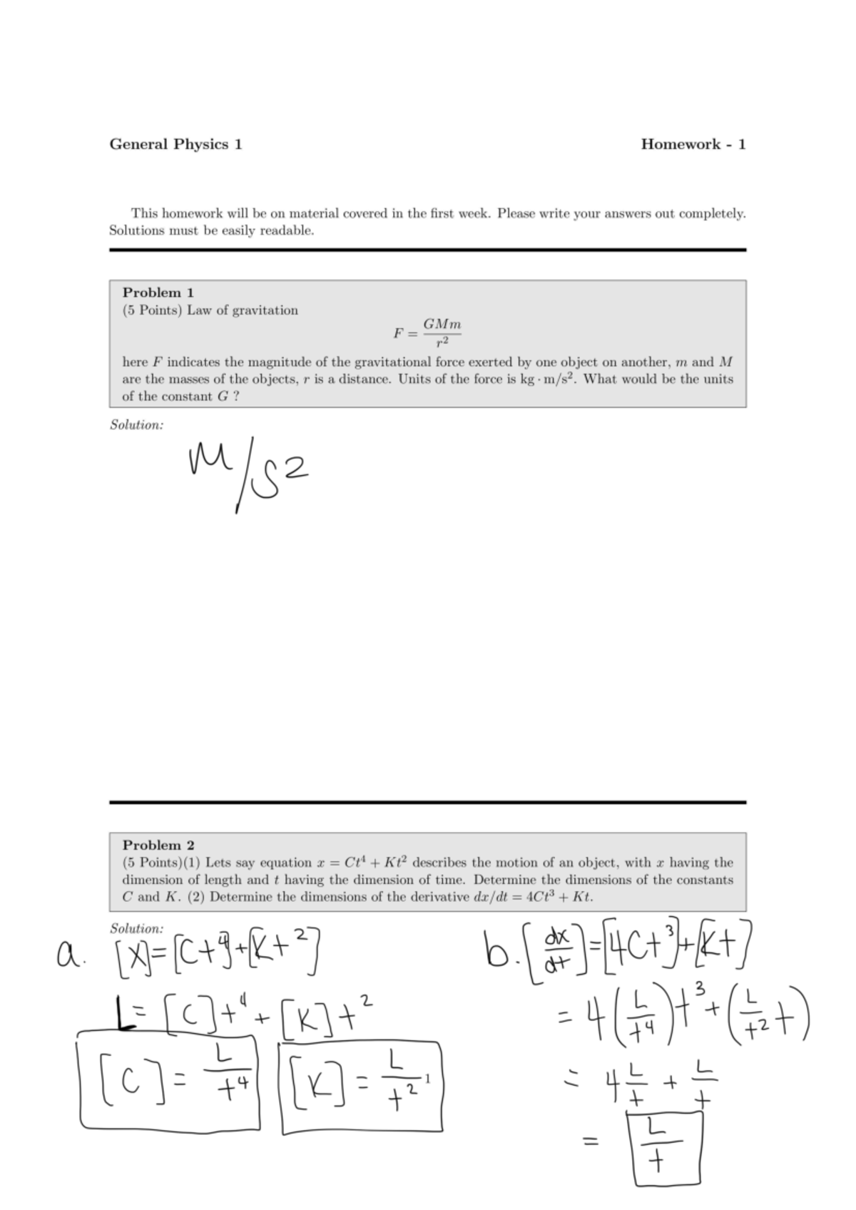 GP1HW1 - Homework 1 - PHYSUA11 - Studocu