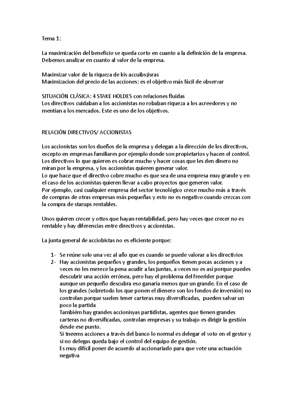 Tema 1 planificación financiera - Tema 1: La maximización del beneficio se queda corto en cuanto ...