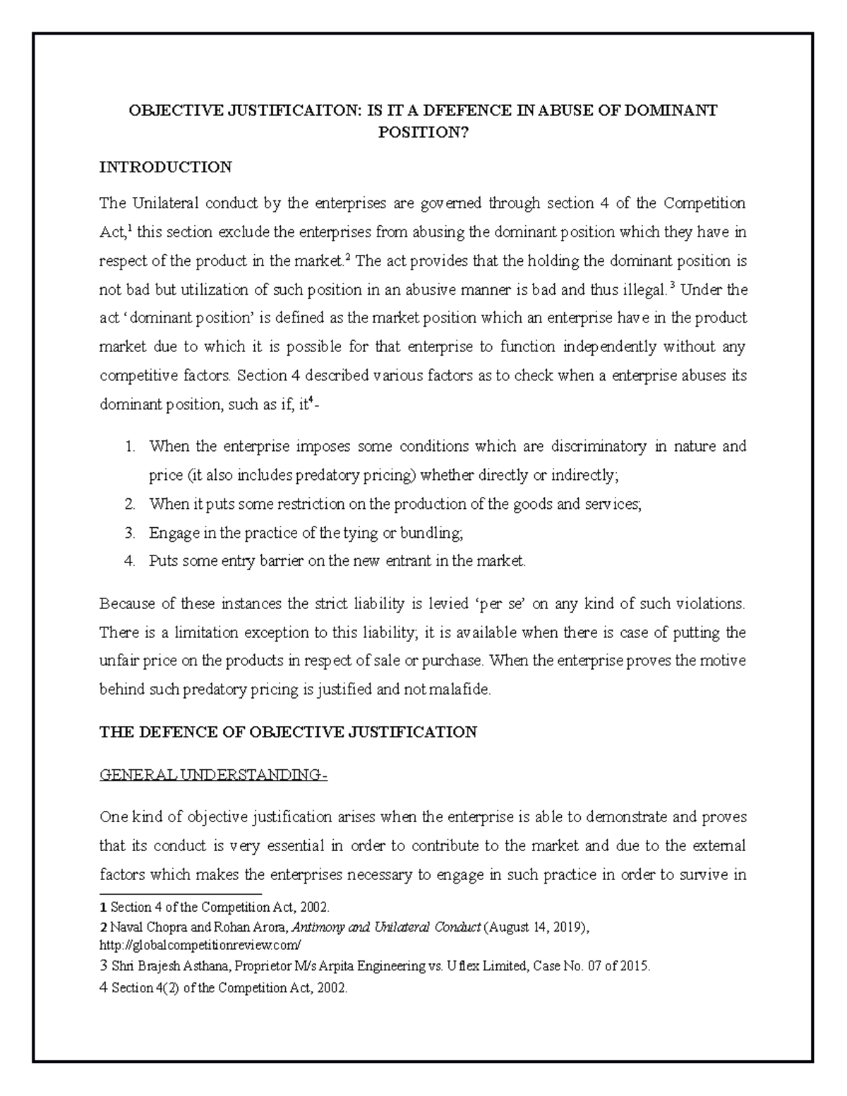 Objective Justification as a Defence - OBJECTIVE JUSTIFICAITON: IS IT A ...