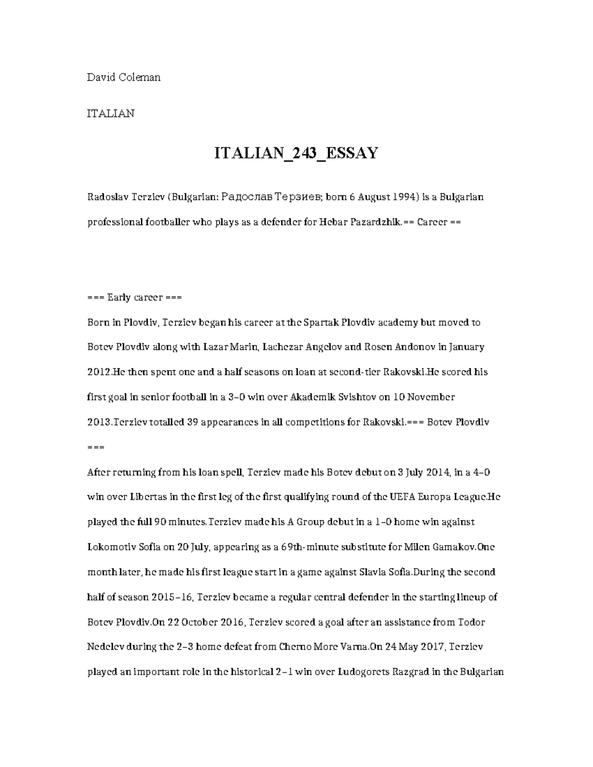 Italian 243 Essay - do is - David Coleman ITALIAN ITALIAN_243_ESSAY ...