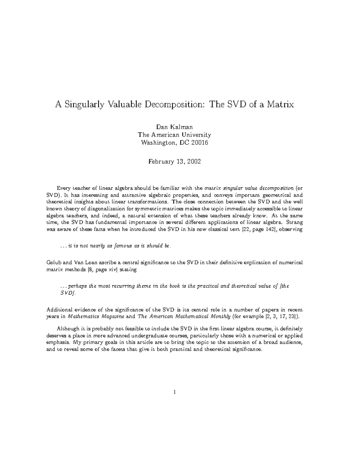 Svd - A singular value decomposition: The svd of a matrix - A ...