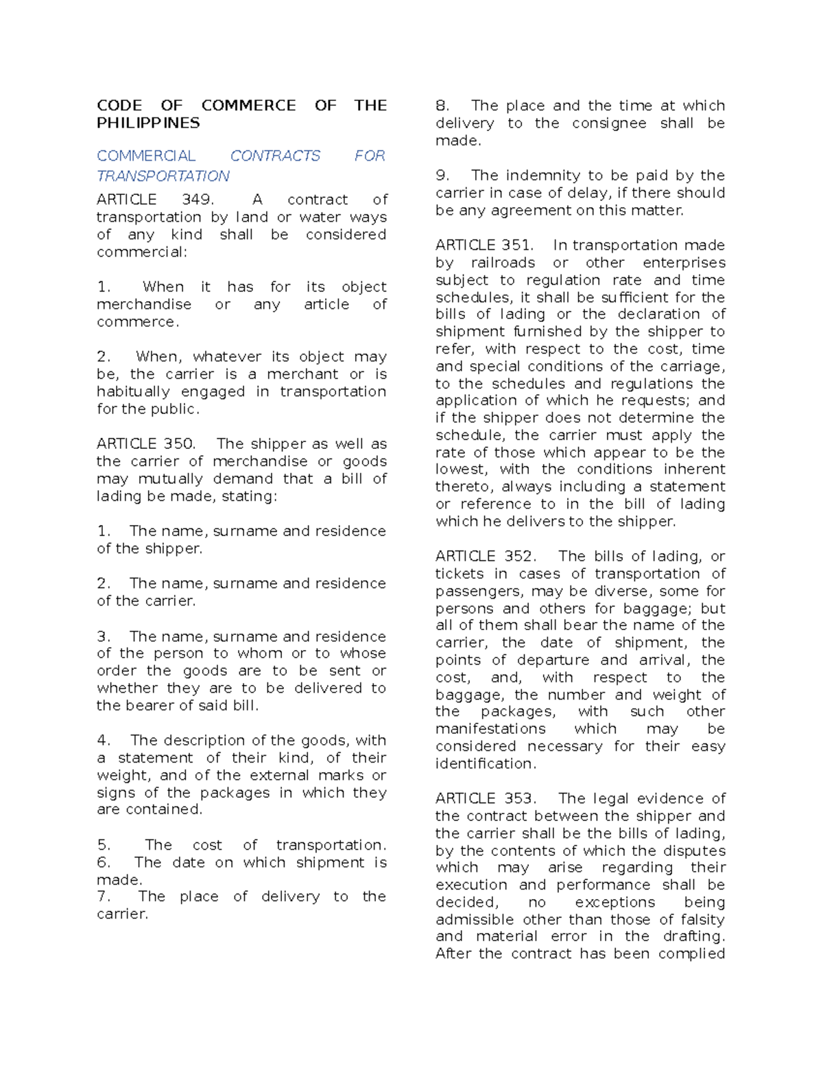 Letters Of Credit And Bills Of Lading CODE OF COMMERCE OF THE letters-of-credit-and-bills-of-lading-code-of-commerce-of-the