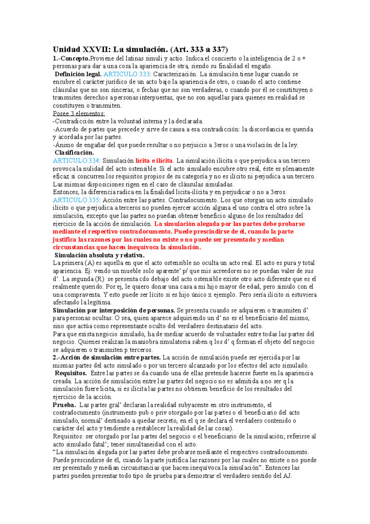 Unidad- Xxvii - ... - Unidad XXVII: La simulación. (Art. 333 a 337) 1 ...