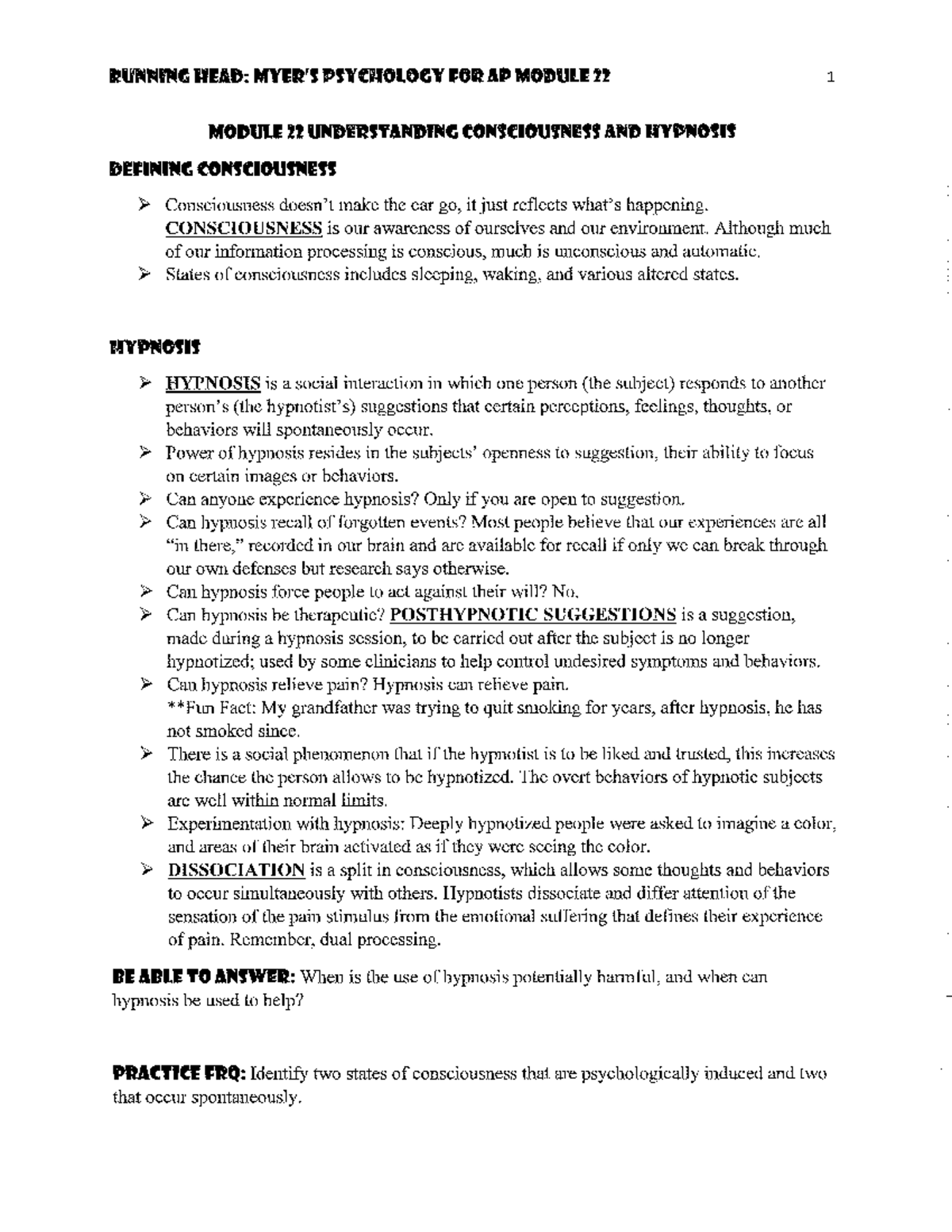 Module 22 - CHEAT SHEET - PSY 150 - Studocu