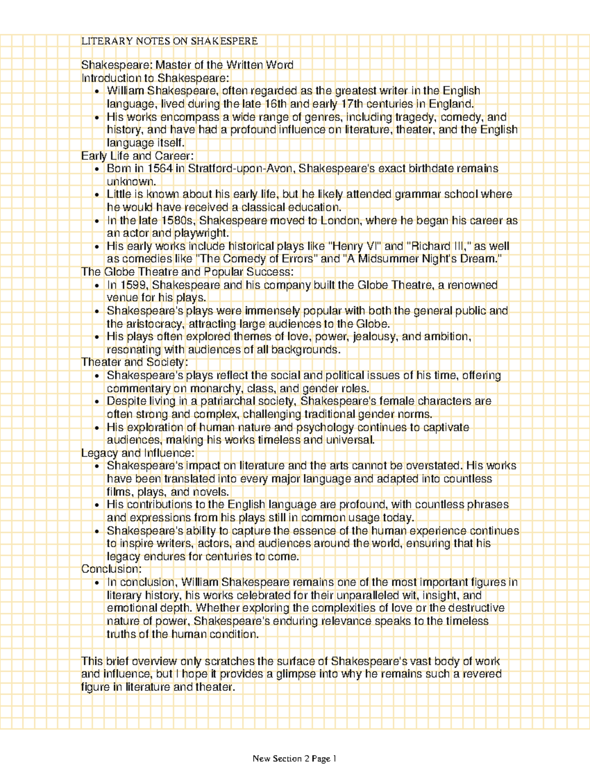 Literary Notes ON Shakespeare - LITERARY NOTES ON SHAKESPERE ...