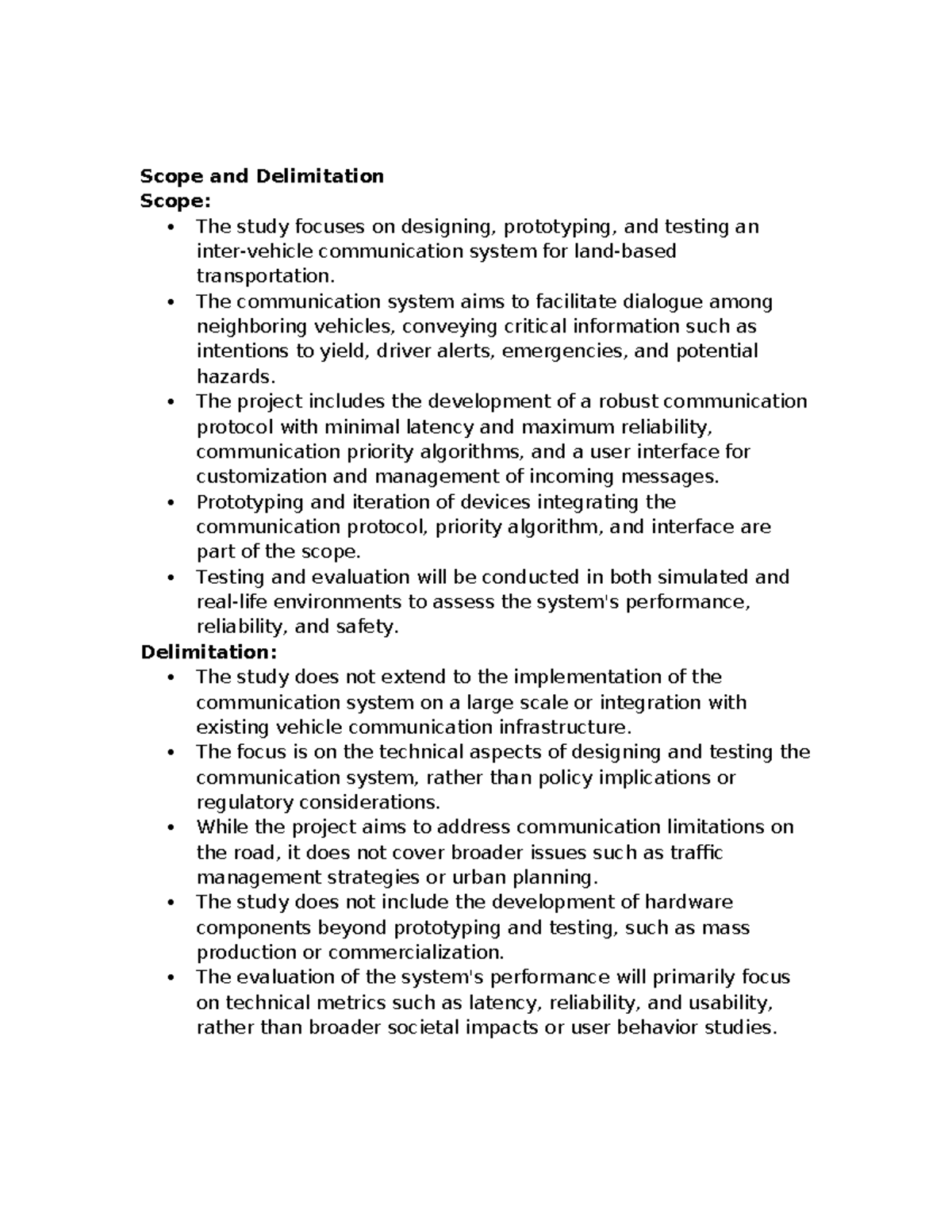 Scope and elim - Scope and Delimitation Scope: The study focuses on ...