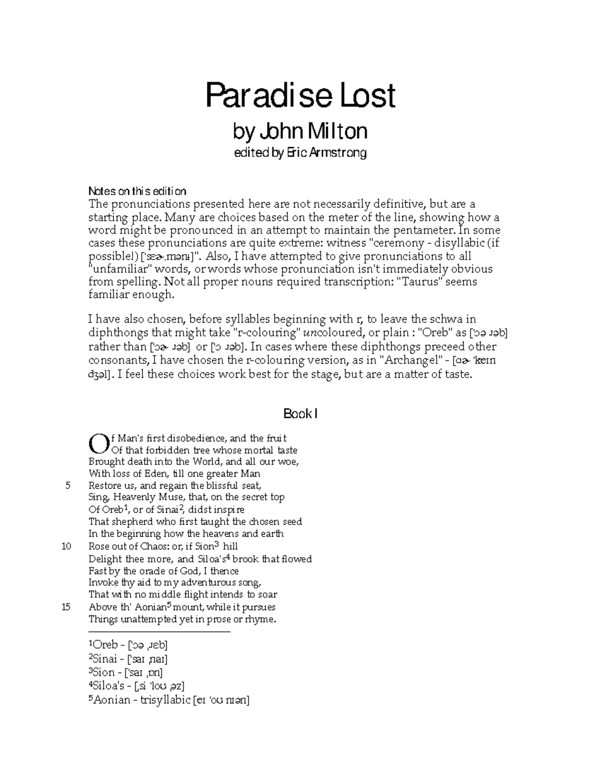 Paradise Lost - NOTES - Paradise Lost by John Milton edited by Eric ...