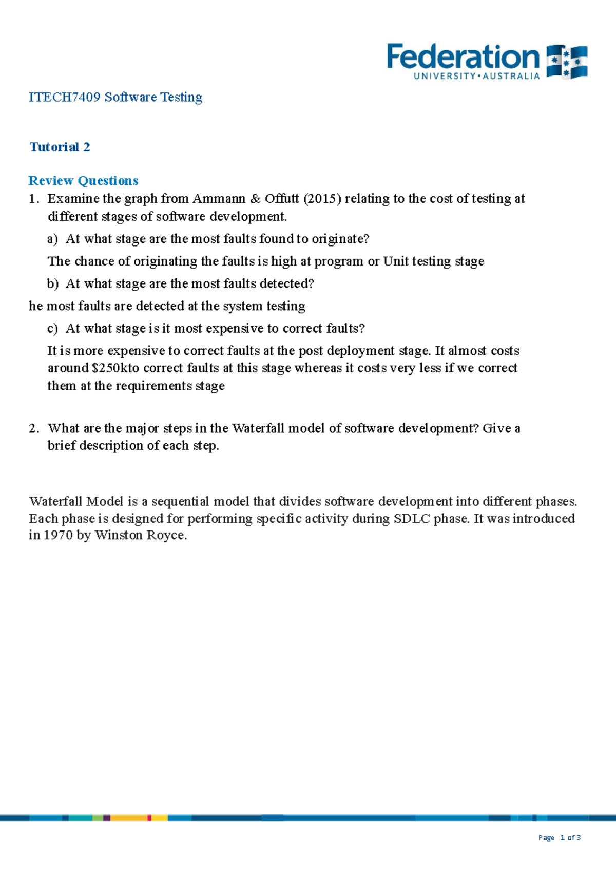 ITECH7409 Tutorials 02 - ITECH7409 Software Testing Tutorial 2 Review ...
