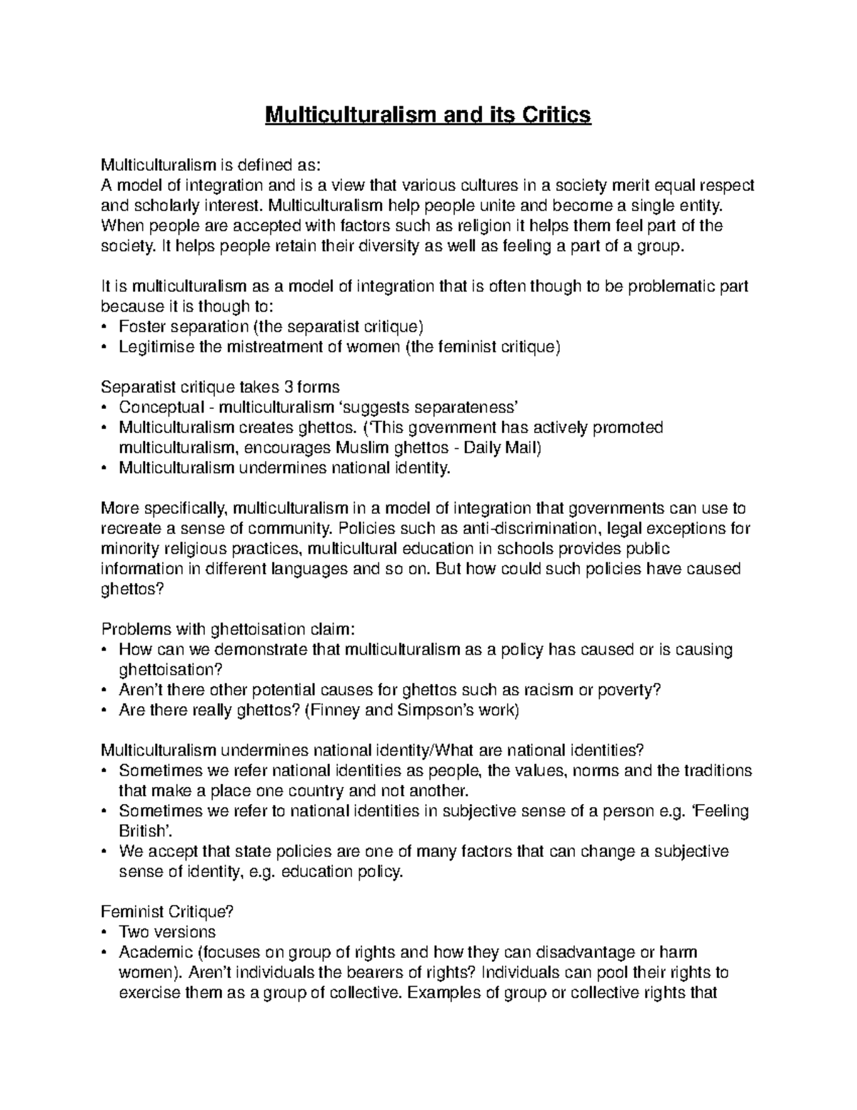 Multiculturalism and its Critics - Multiculturalism and its Critics ...