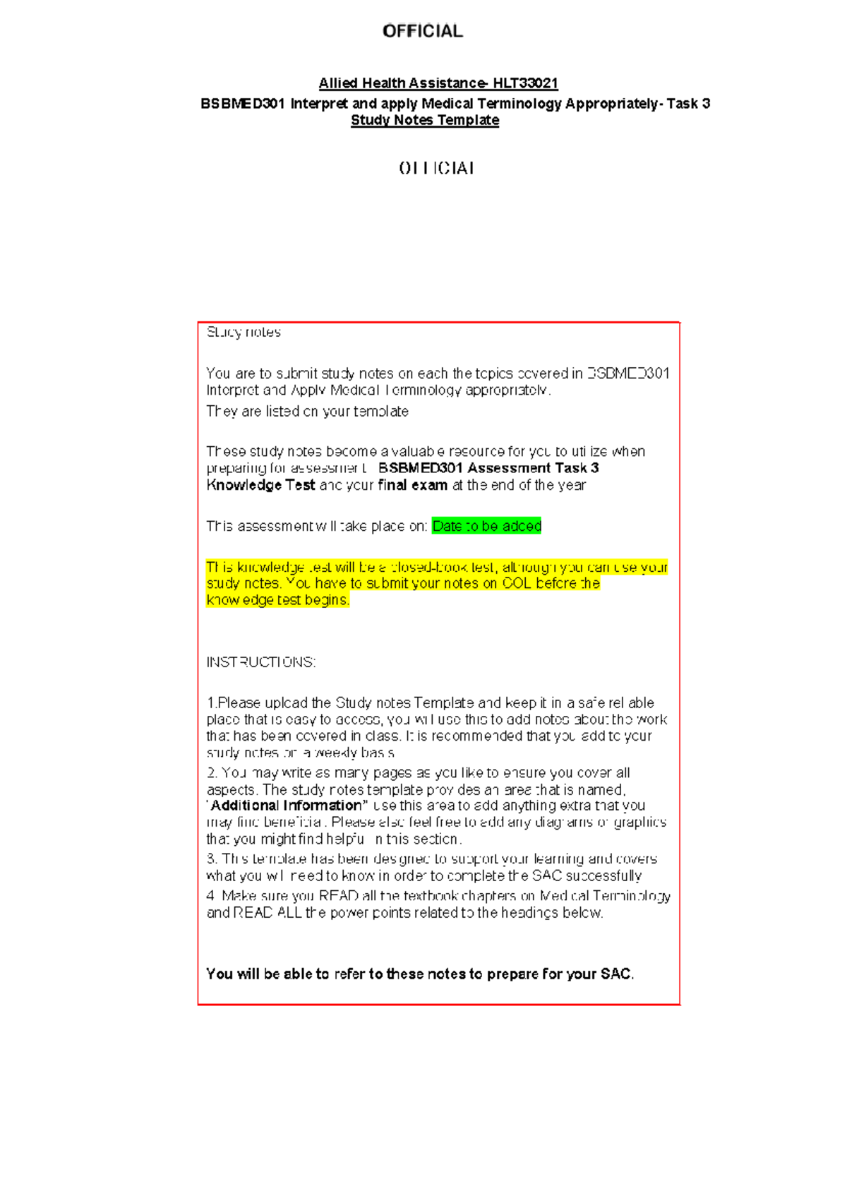 Healt VET 23 W2 cohort-Ungwa Misa 2188600 0 - BSBMED301 Interpret and ...