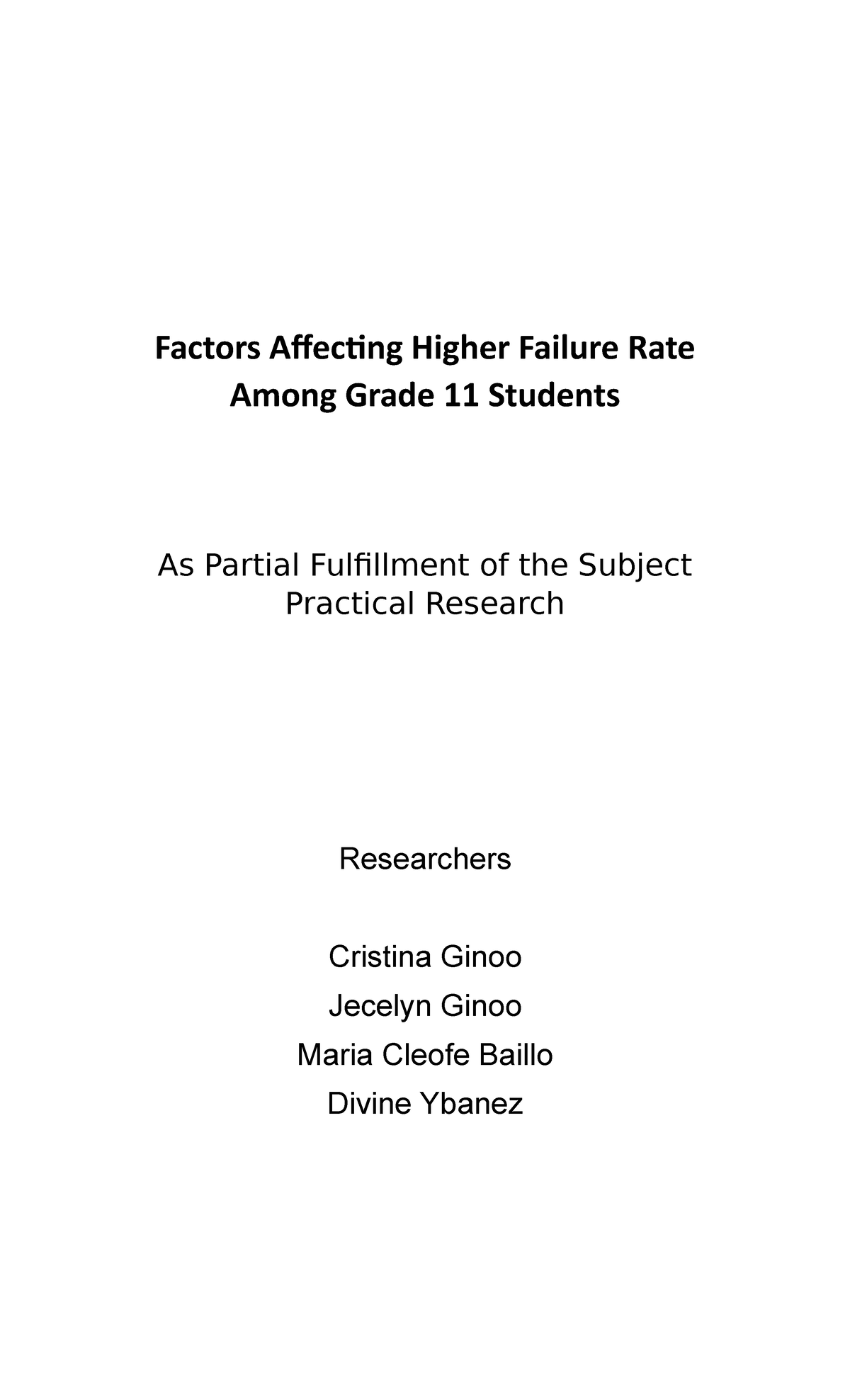 Factors Affecting Higher Failure Rate among Grade 11 Students - It ...