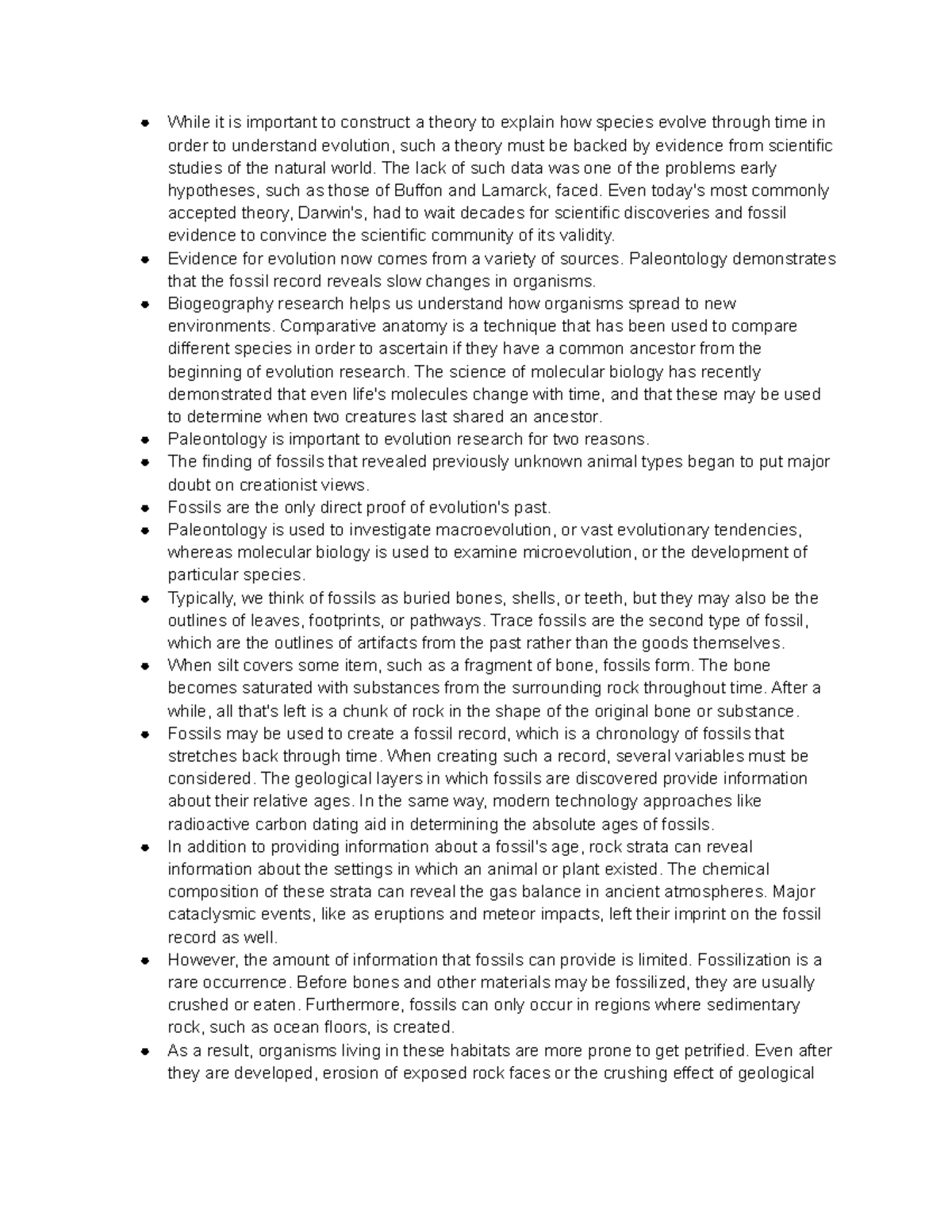 Evolution's evidence - While it is important to construct a theory to ...