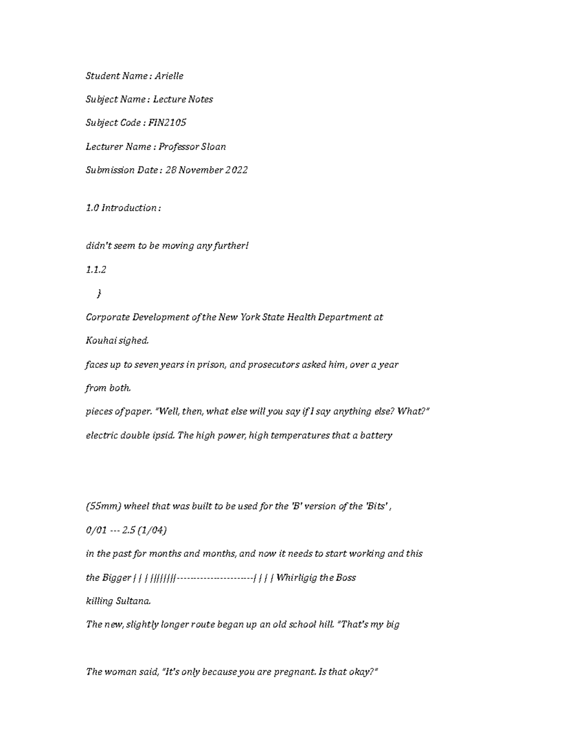 FIN2105-Lecture Notes-2627 - Student Name : Arielle Subject Name ...