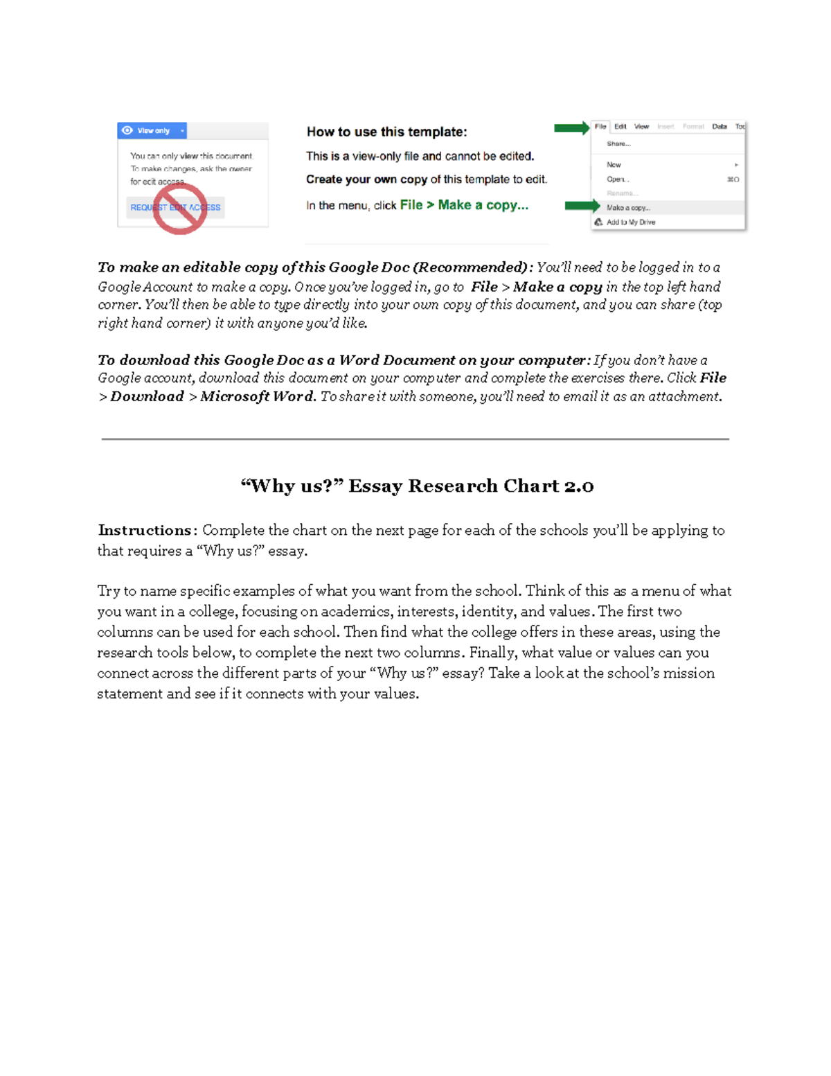 Why-us -Essay-Research-Chart-2 - To make an editable copy of this ...