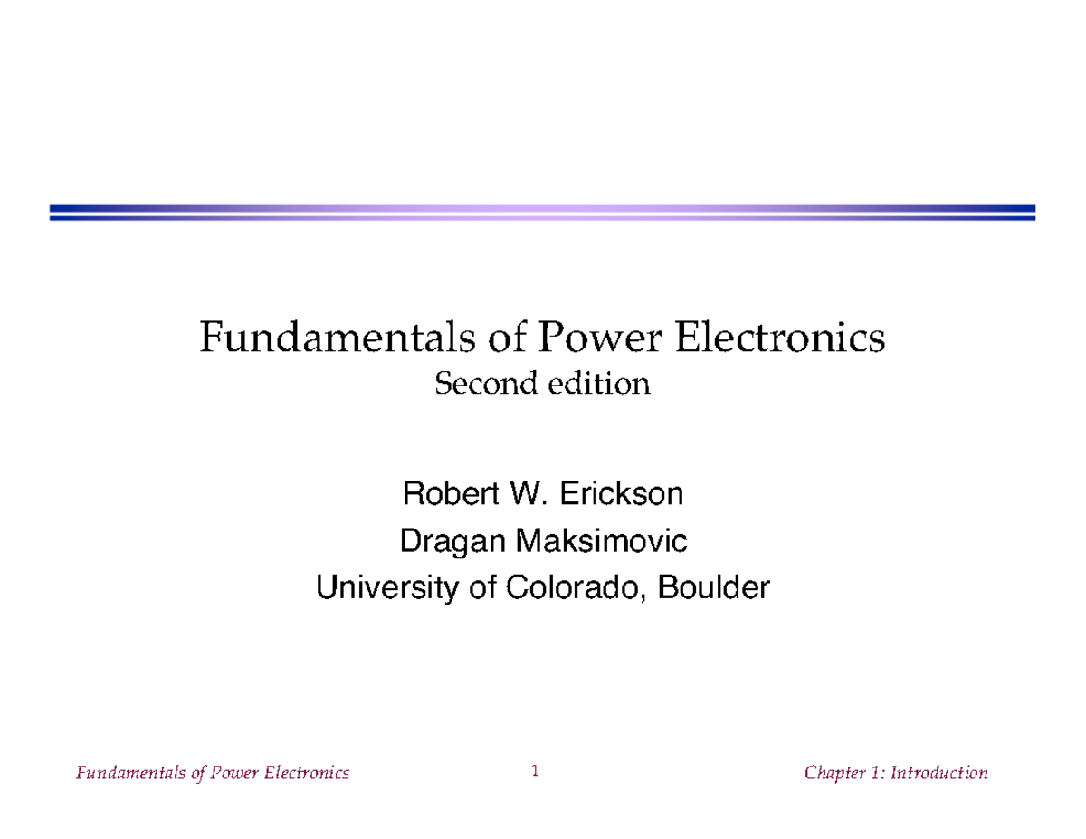 Fundamentals of Power Electronics Ch1slides - Fundamentals of Power ...