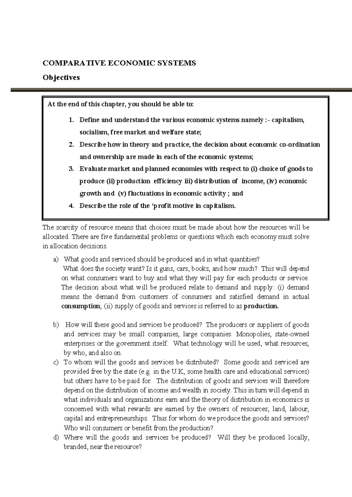 EET 100 Comparative Systems & Price theory - COMPARATIVE ECONOMIC ...