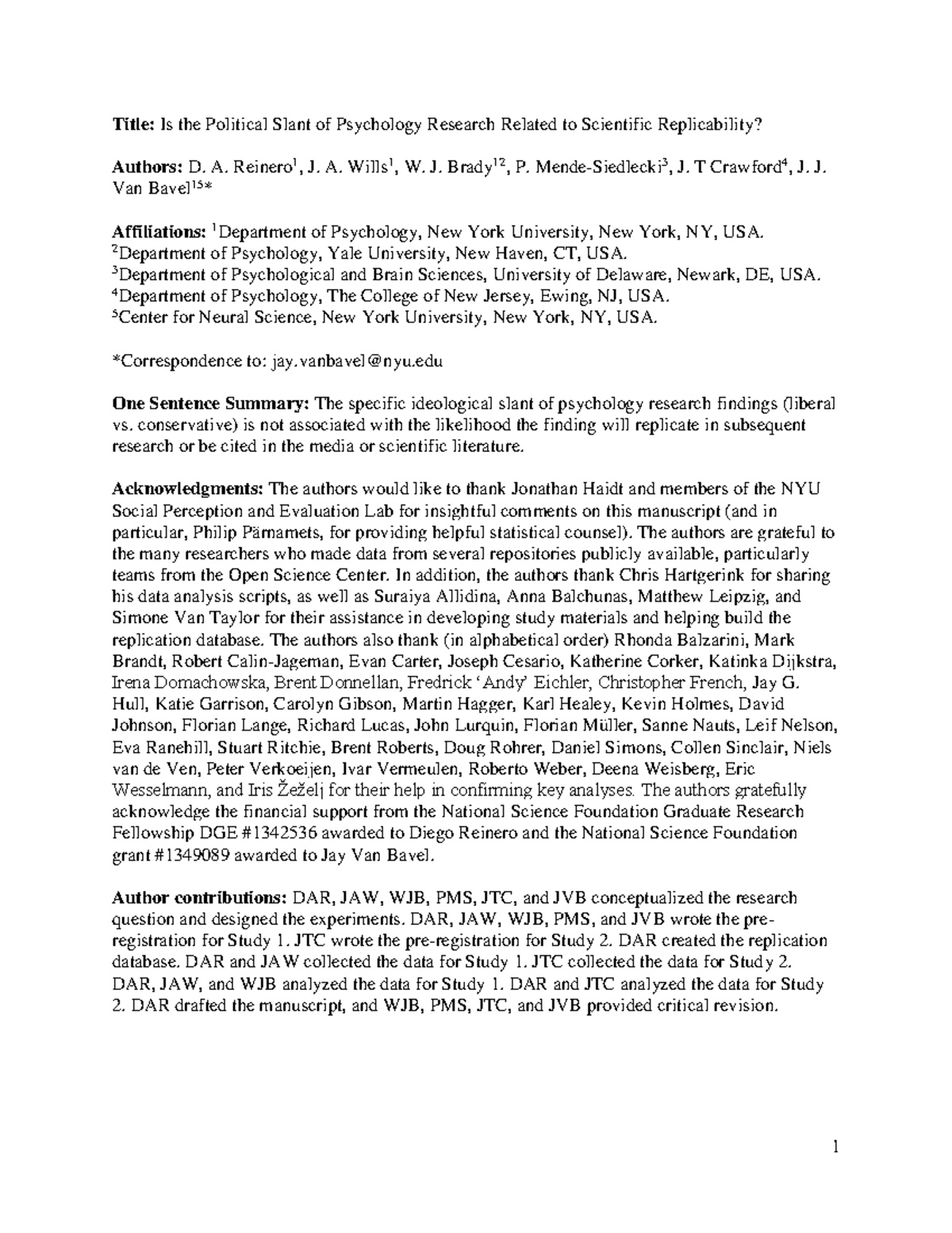 Reinero-etal-2019-Liberal Bias-Manuscript preprint - Title: Is the ...