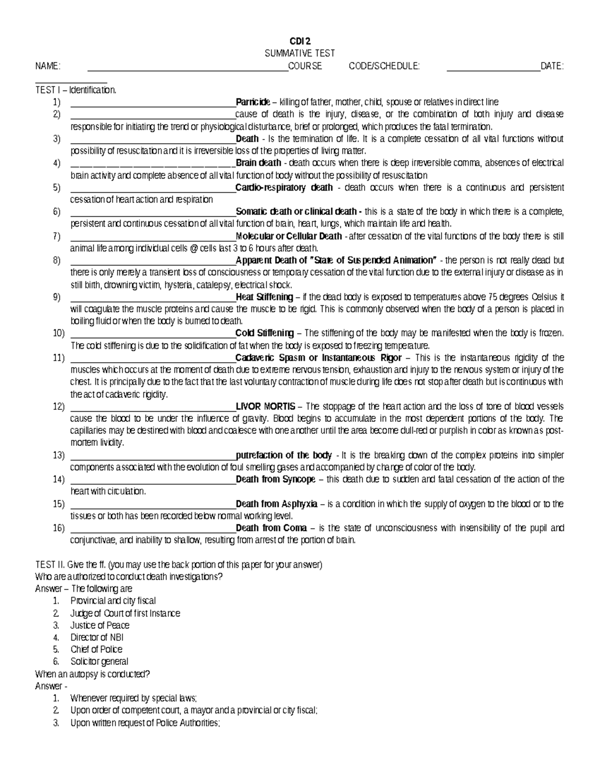 CDI 2 Final Summative TEST - CDI 2 SUMMATIVE TEST NAME: - Studocu