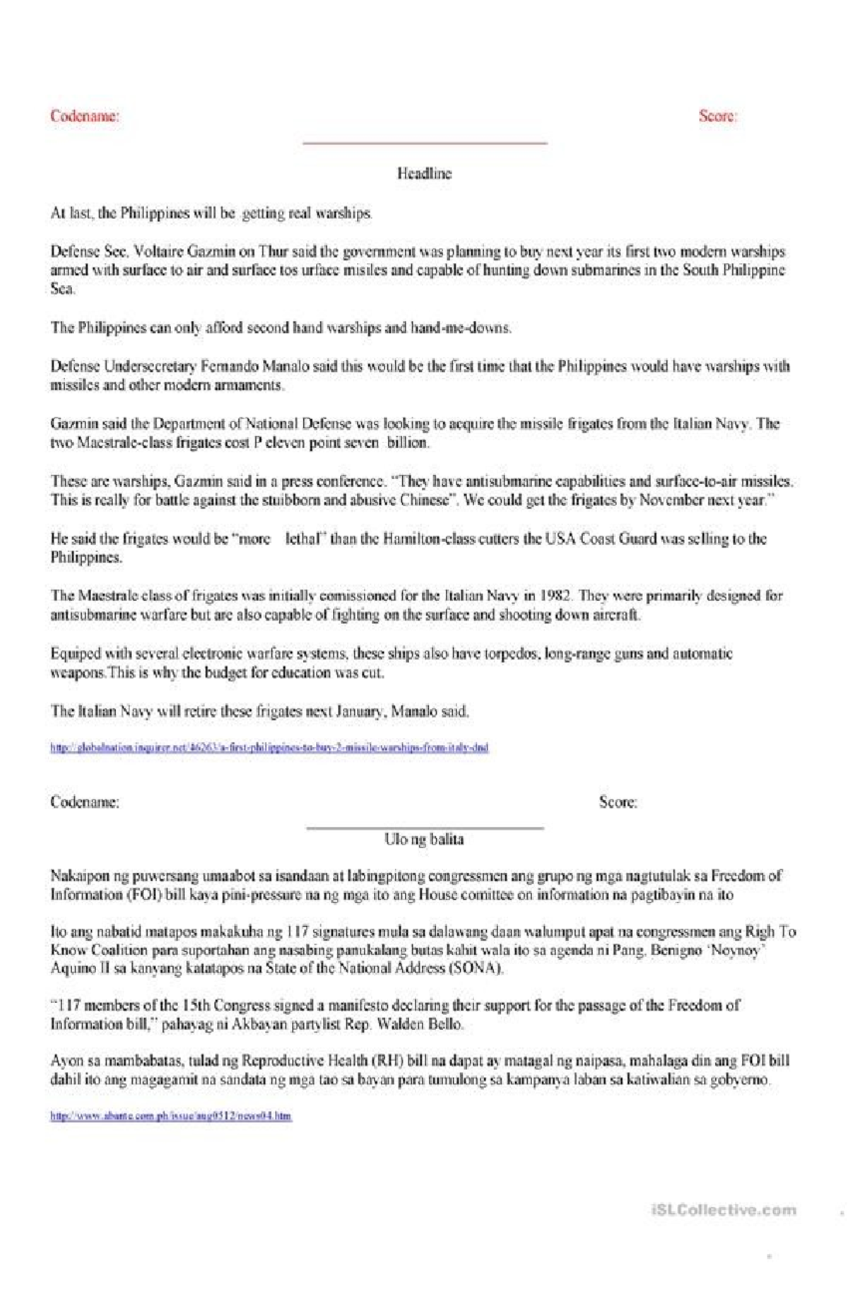 Copy reading article - Secondary Education - Studocu