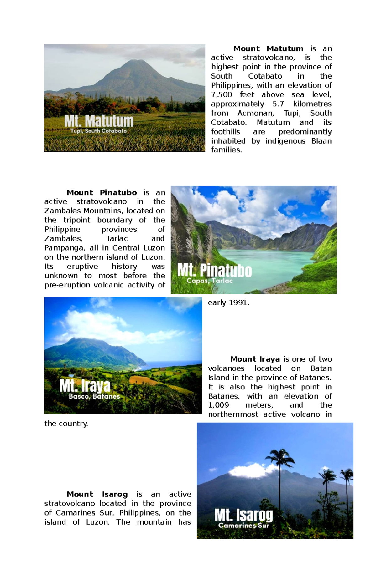 Mount Matutum is an active stratovolcano - Matutum and its foothills ...