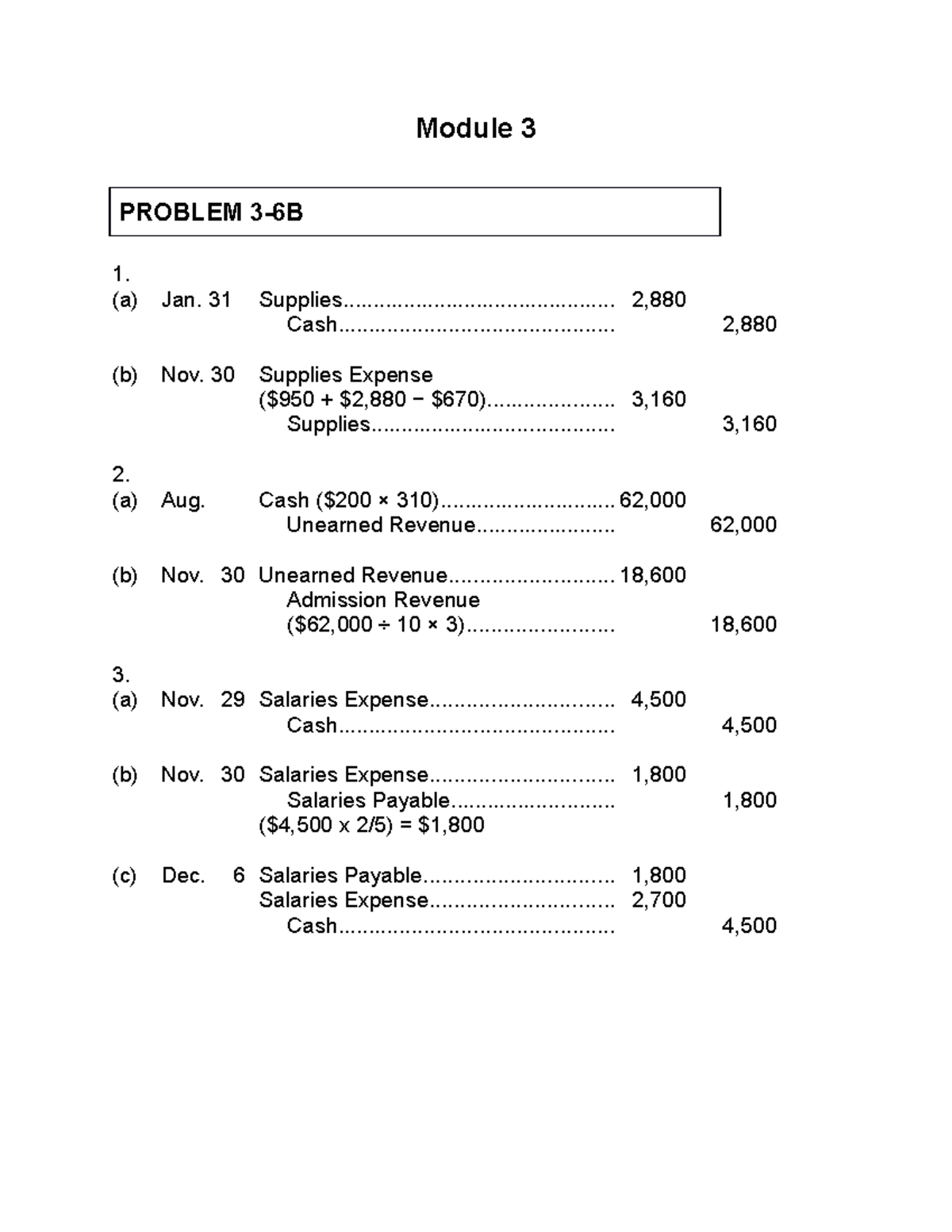 Corrections - Module 3 - Module 3 PROBLEM 3-6B 1. (a) Jan. 31 - Studocu