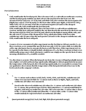 Enthalpy Lab-1 - Lab Report - Date: February 22, 2016 Enthalpies of ...