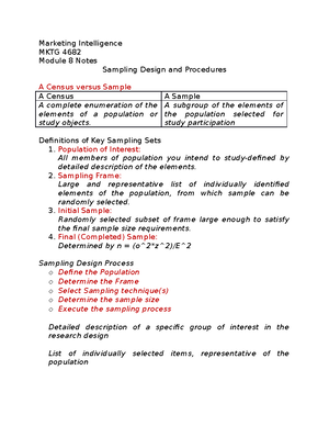 MKTG Module 20 Notes - Marketing Intelligence MKTG 4682 Module 10 Notes ...