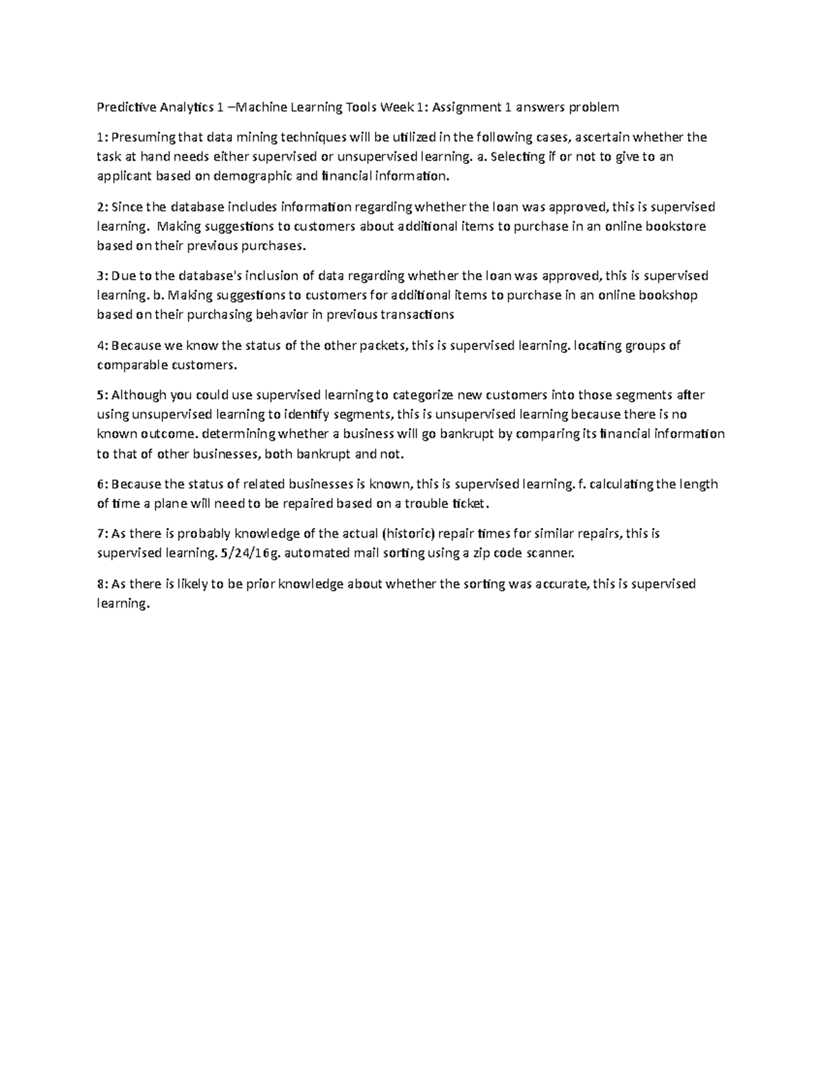 Task1 - BSPEC4 - Predictive Analytics 1 –Machine Learning Tools Week 1 ...