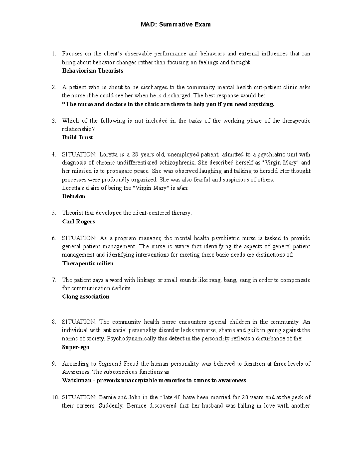 Galet - WOW - MAD: Summative Exam Focuses on the client’s observable ...