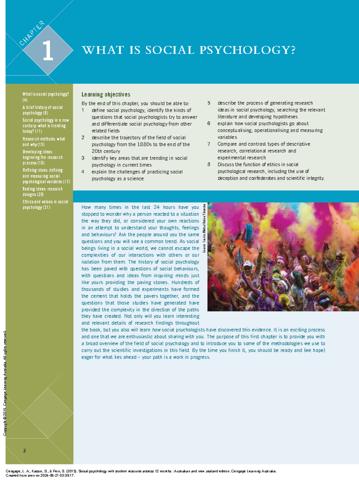 Chapter 1 WHAT IS Social Psychology - 2 Source: Fairfax Media/Rohan ...