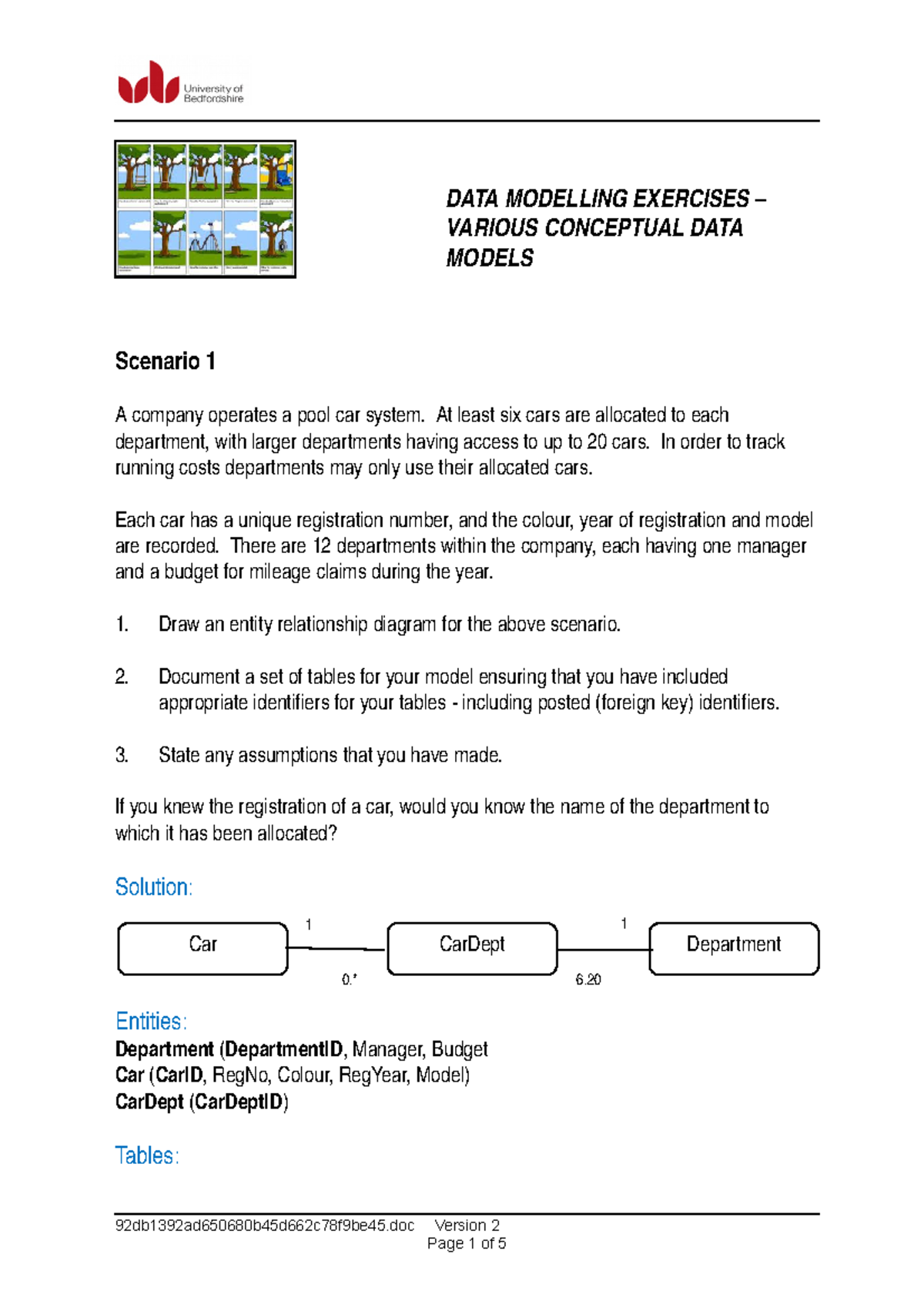 CIS017-1 - Data Modelling Scenarios - Various Conceptual Data Models ...