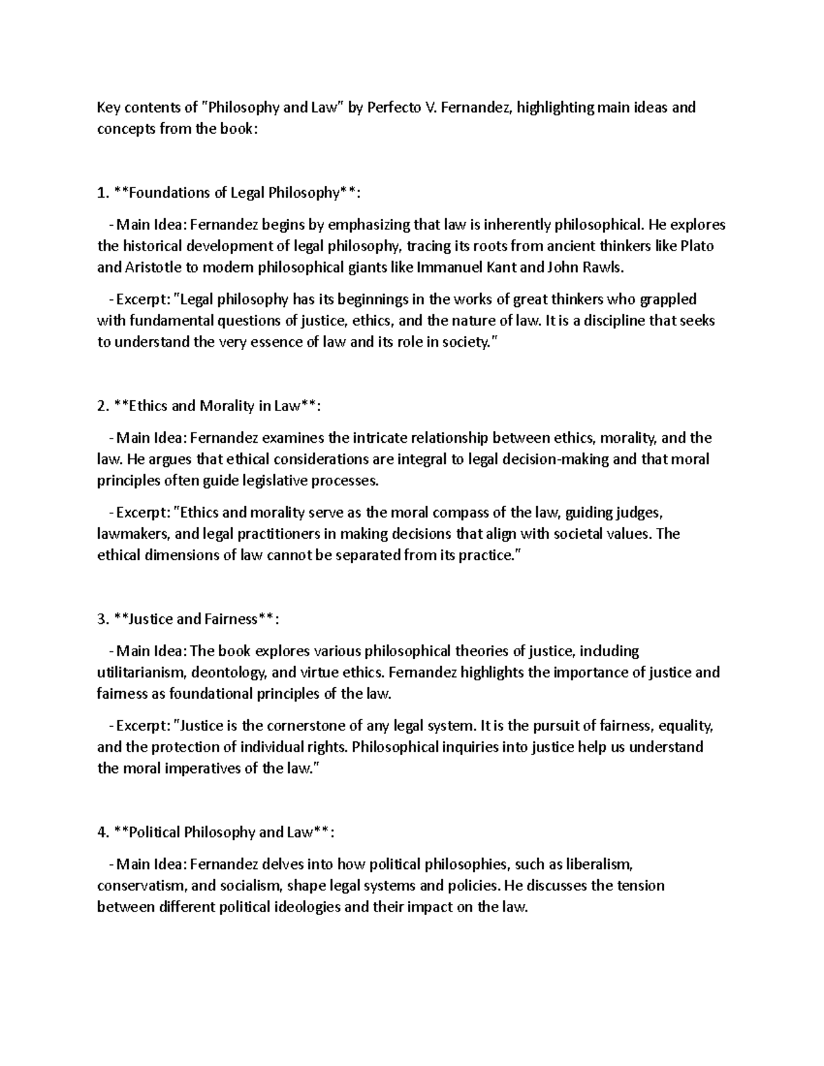 Key contents of "Philosophy and Law" by Perfecto V. Fernandez - Key ...