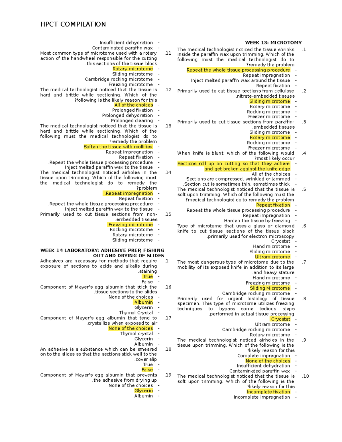 HPCT- Finals- Compilation - HPCT COMPILATION WEEK 13: MICROTOMY The ...