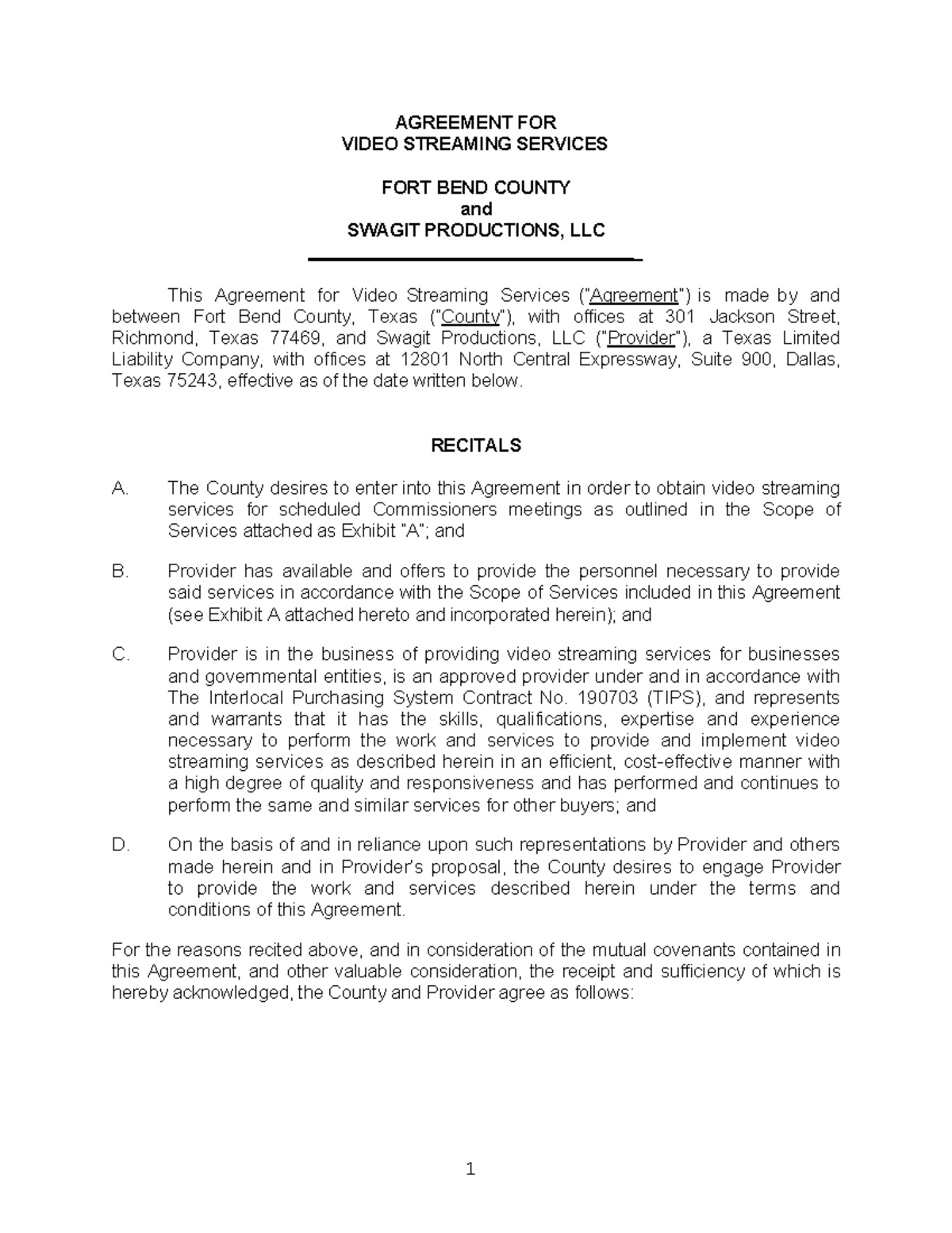 Swagit Productions - csaca.c acslcac - AGREEMENT FOR VIDEO STREAMING ...