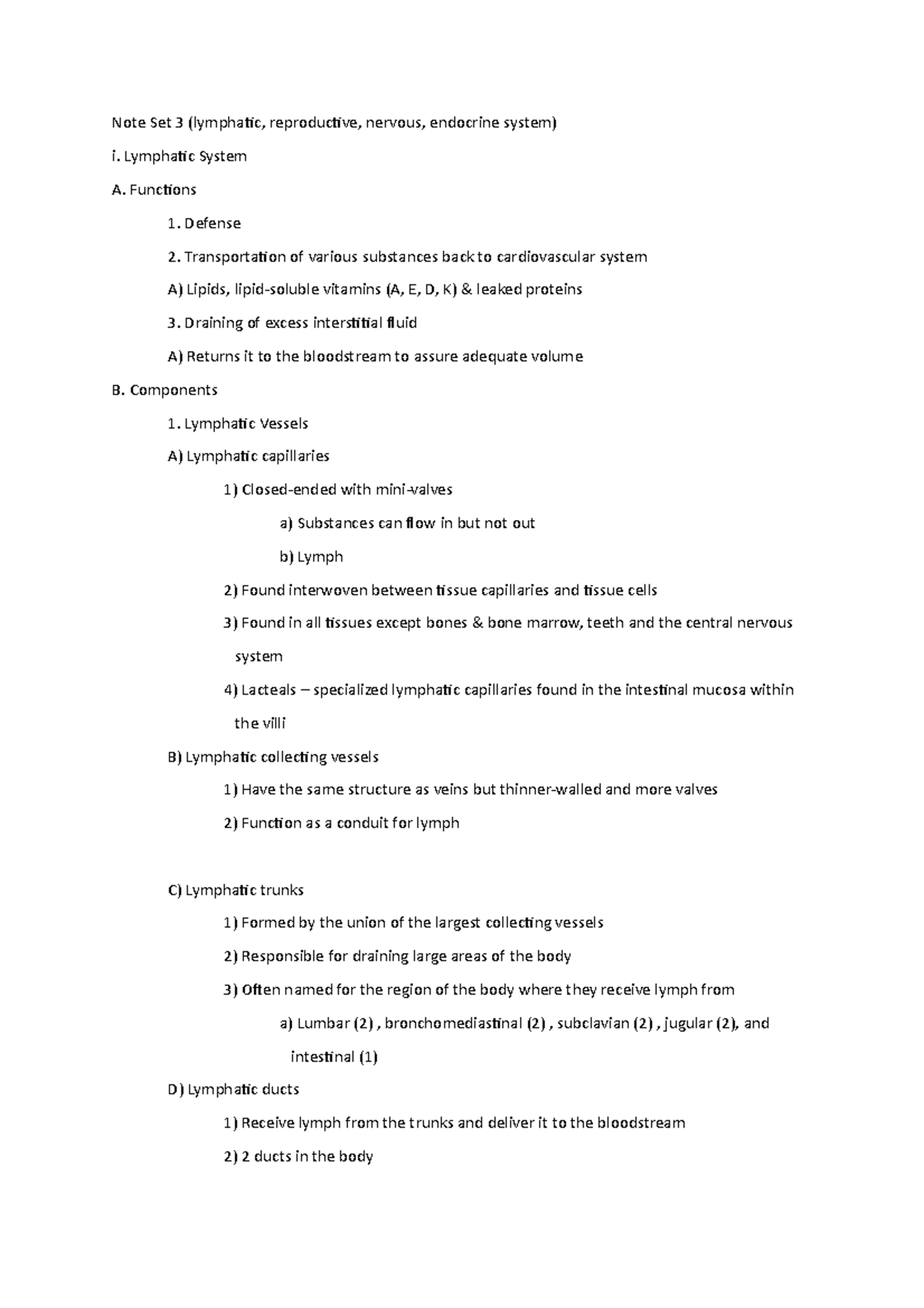 Lymphatic System Anatomy And Physiology III - Note Set 3 (lymphatic ...