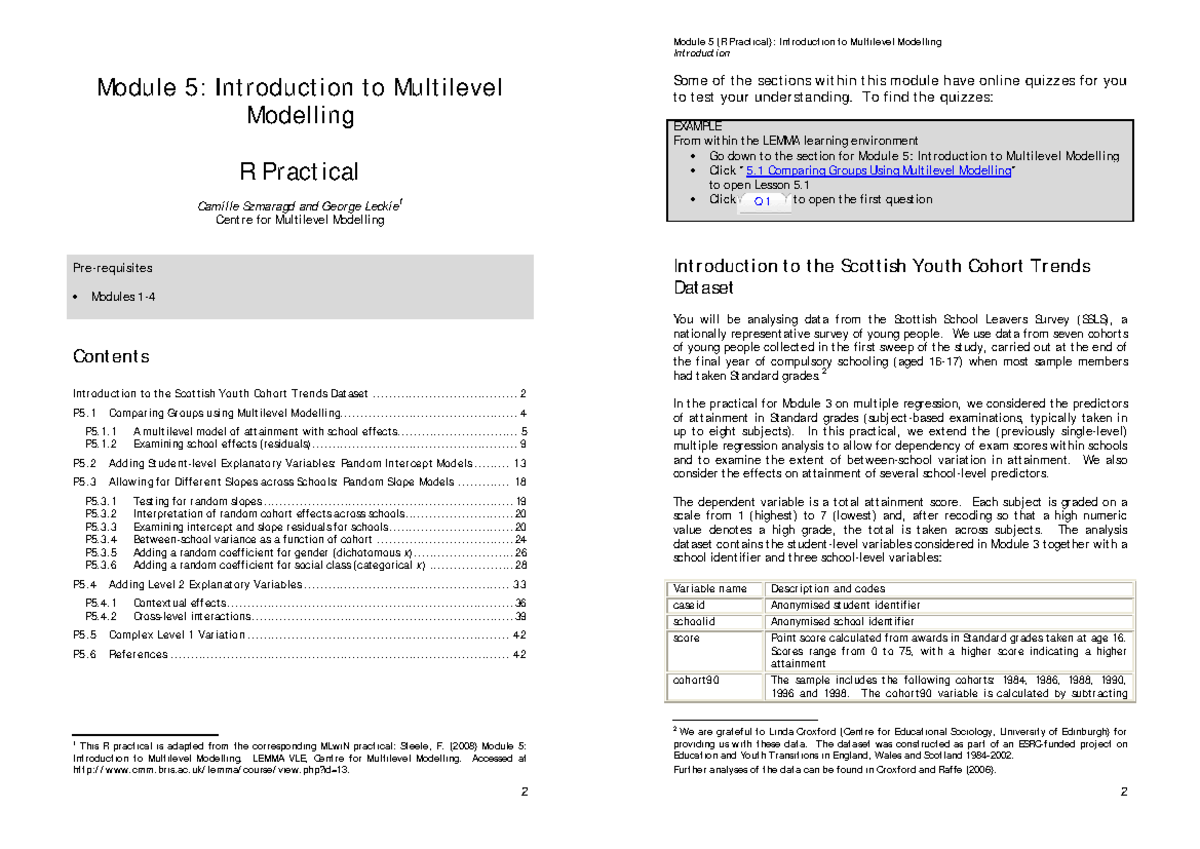 5-r-sample - Good - 2 Module 5: Introduction to Multilevel ModellingR Practical Camille Szmaragd ...