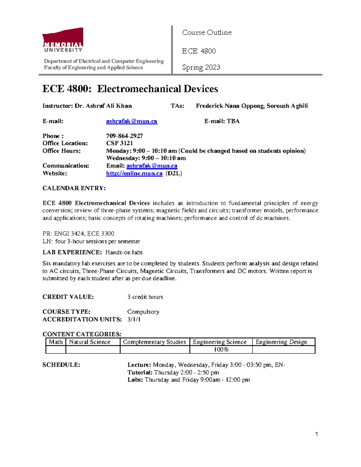 ECE 4800 - Course Outline - Department of Electrical and Computer ...