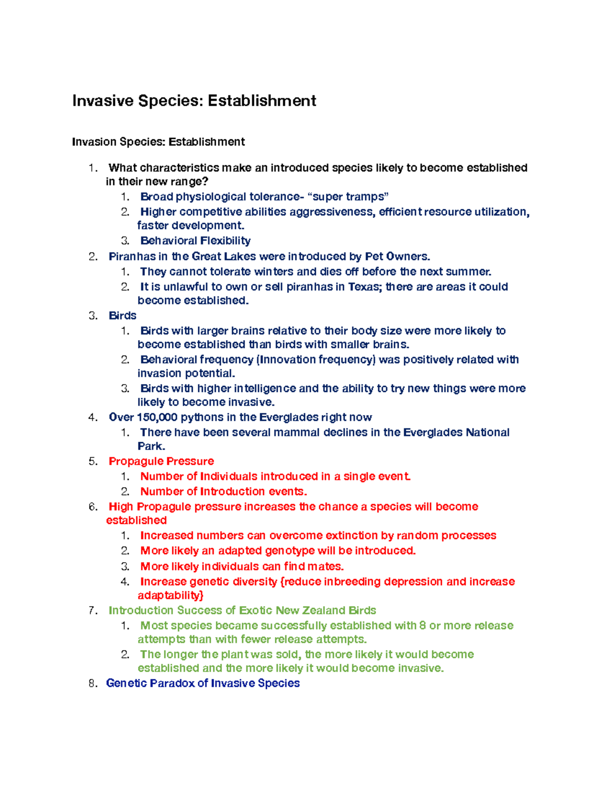 Invasive species - Ecology and the environment lecture notes - Invasive ...