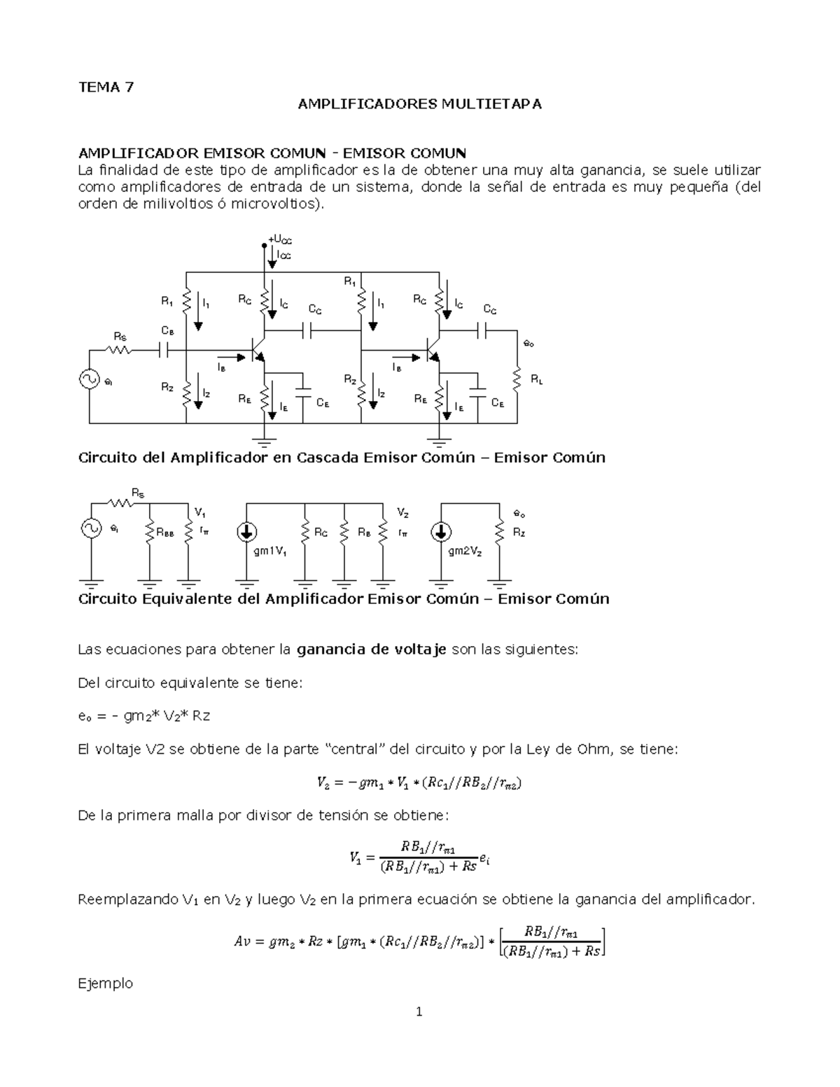 Amplificadores Mujltietapa - TEMA 7 AMPLIFICADORES MULTIETAPA ...