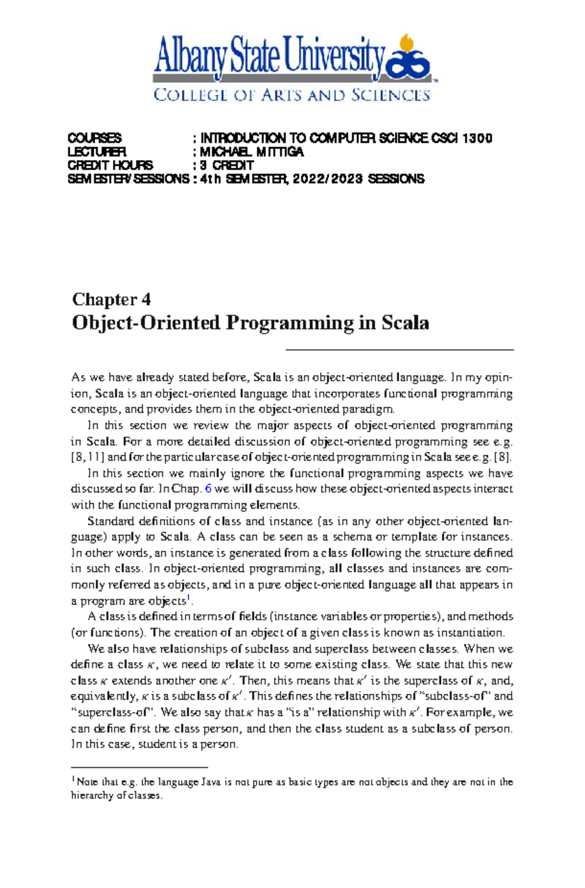 CSCI 1300-Albany State University-Lecture Notes Introduction To ...