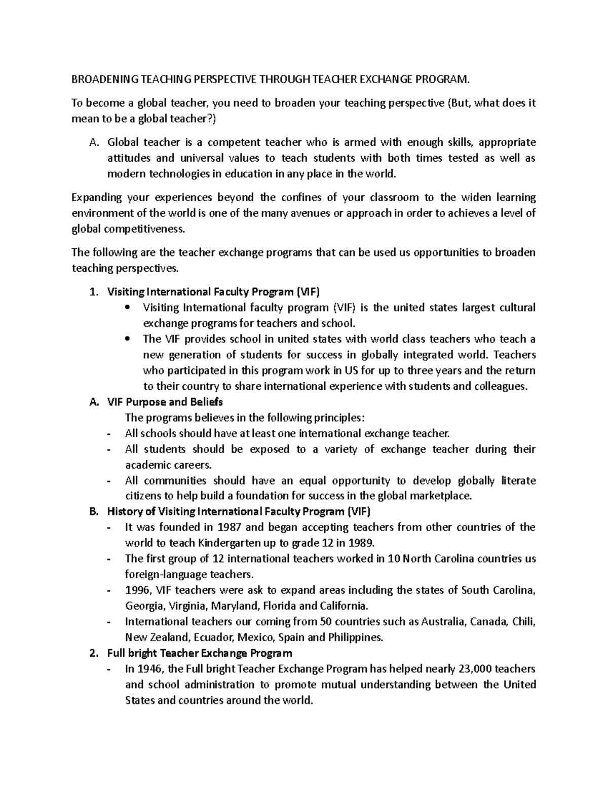 Broadening Teaching Perspective Through Teacher Exchange Program ...