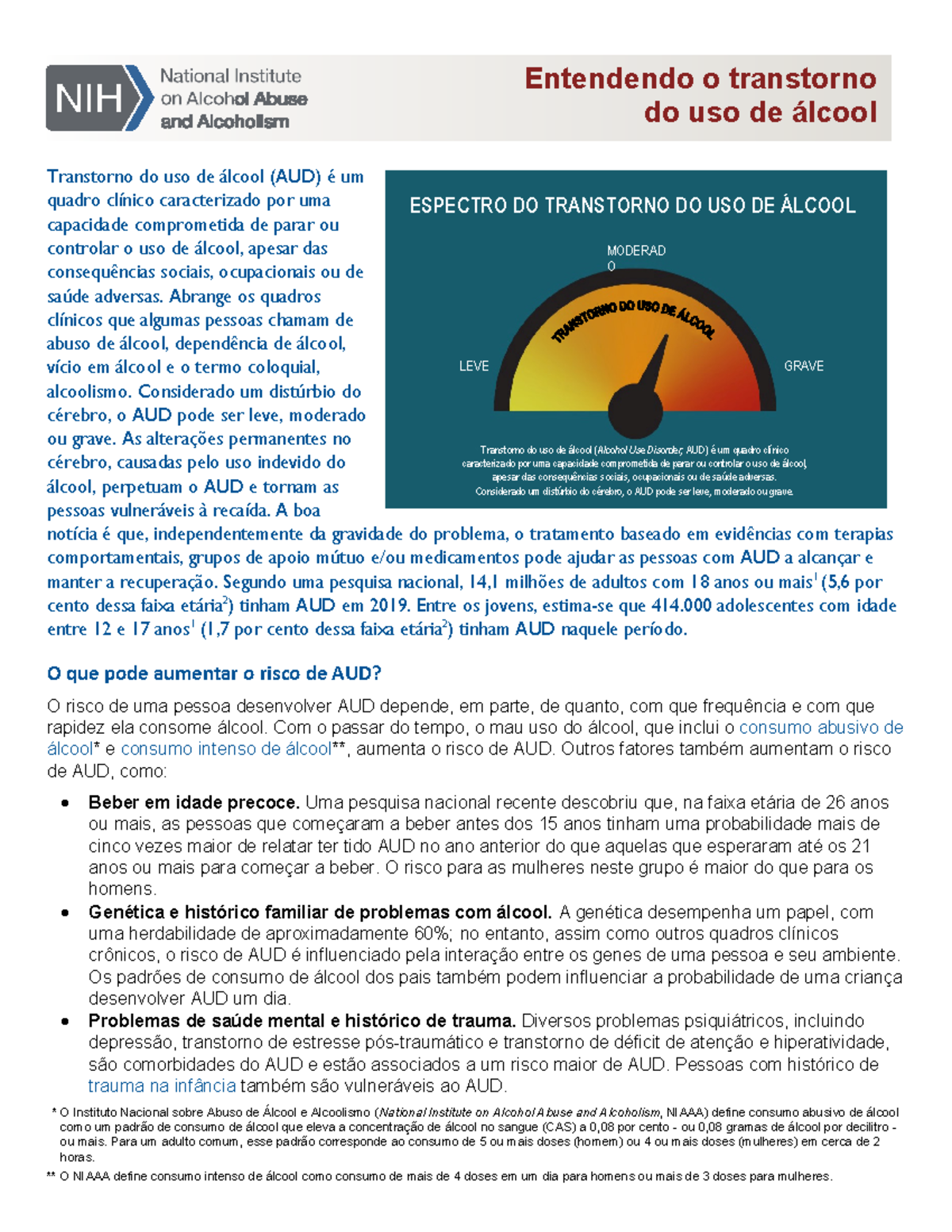 Alcohol-Use-Disorder Portuguese - O Instituto Nacional sobre Abuso de ...