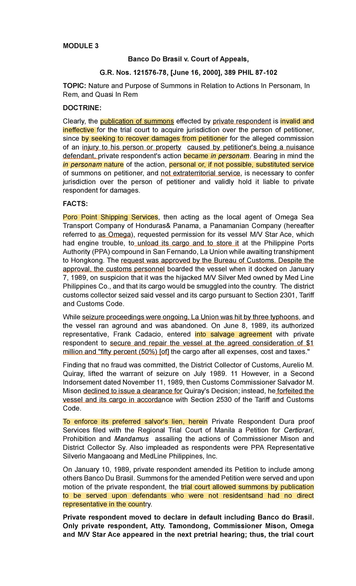 case digest on - MODULE 3 Banco Do Brasil v. Court of Appeals, G. Nos ...