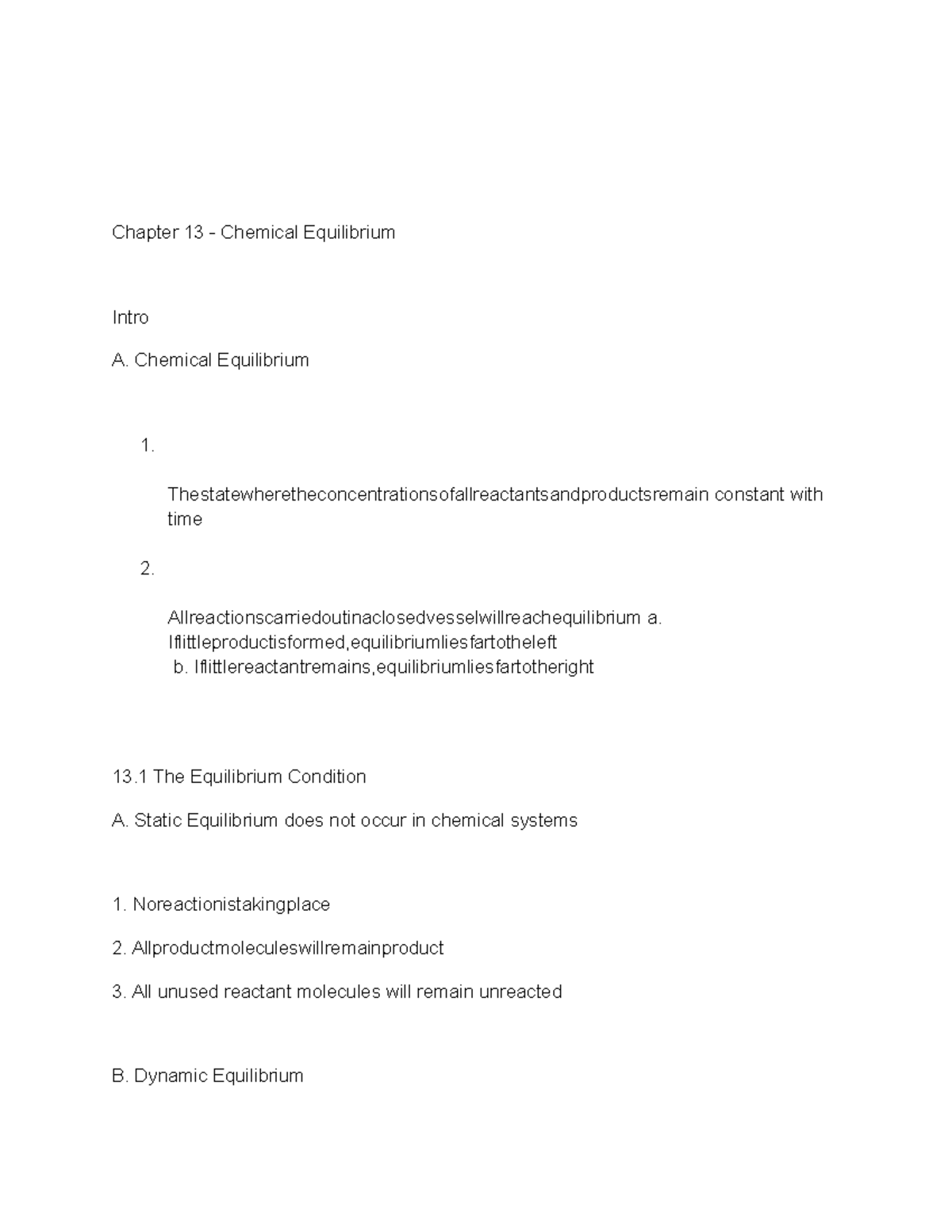 Chem 13 - notes - Chapter 13 - Chemical Equilibrium Intro A. Chemical ...