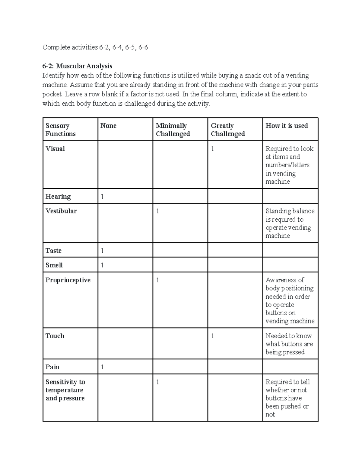 Occ 510: Homework #3 - Dr. Waterman - Complete activities 6-2, 6-4, 6-5 ...